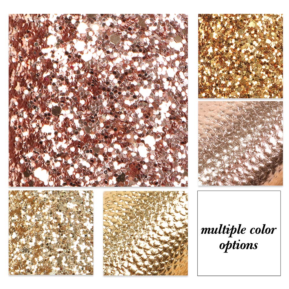 David accessories Chunky Glitter Faux Leather Sheets Metallic Grain Texture Pattern Fabric Crafts 5Pcs 7.7" x 12.9" (20 cm x 33 cm) for DIY Bows Clips Making Materials (Gold Series)