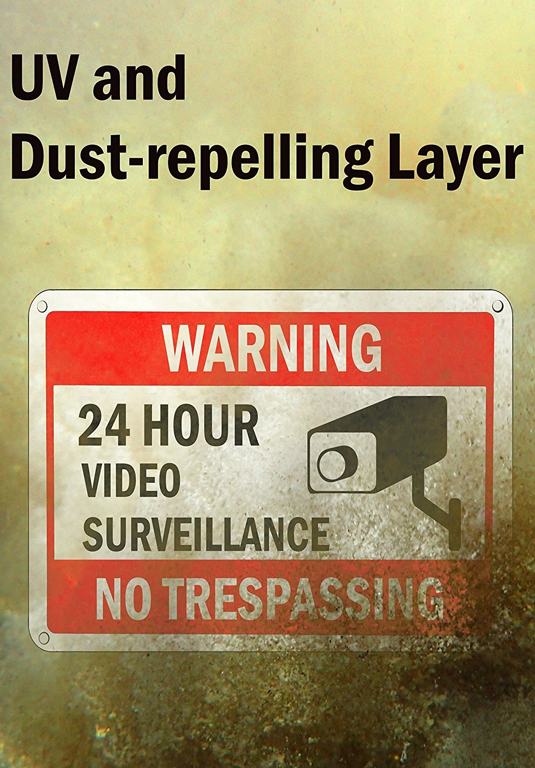 WISLIFE Video Surveillance Sign Set, 2 (10" X 7") Aluminum Warning Signs & 6 (6"X6") Window Stickers, Video Security Signs