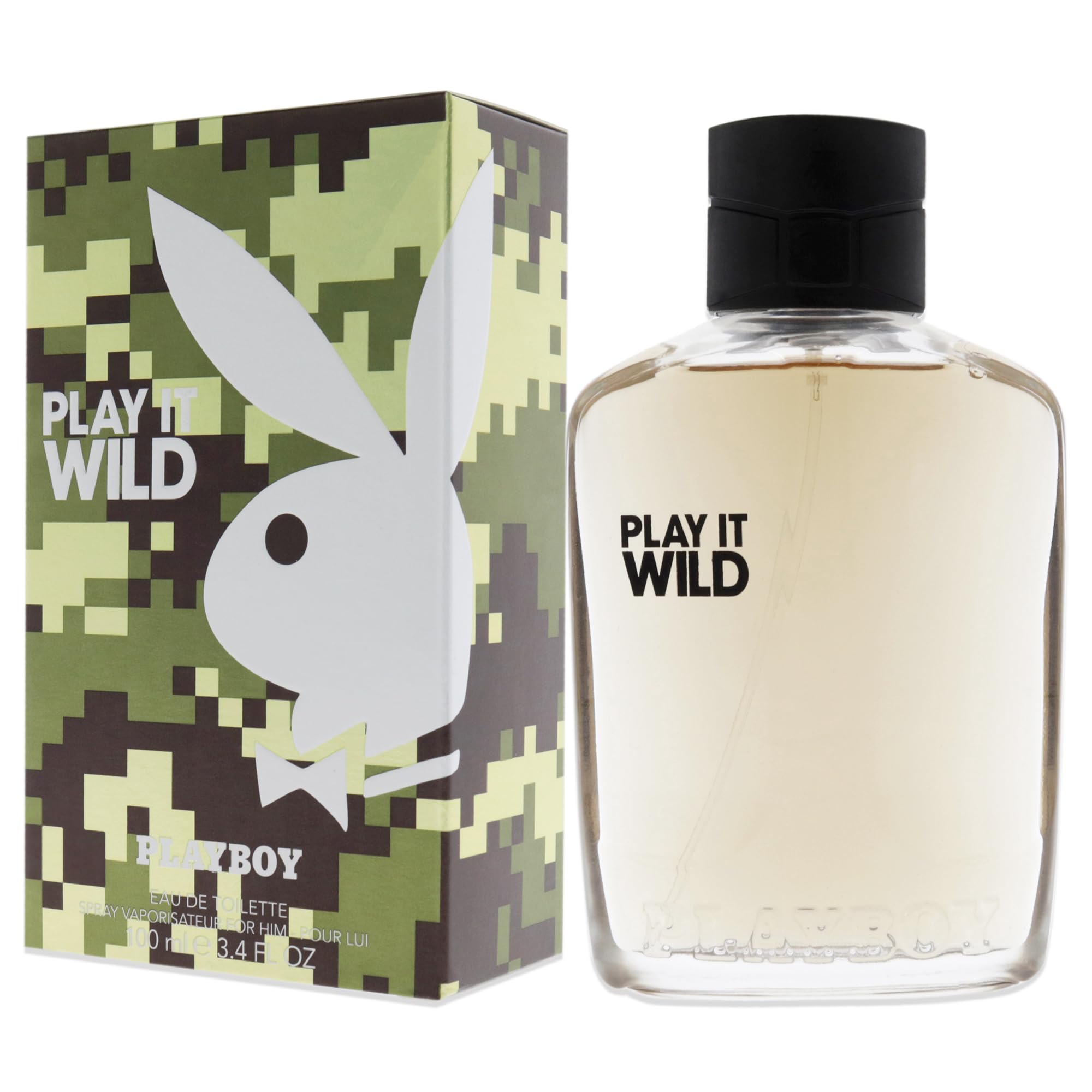 Playboy Play It Wild Eau de Toilette Spray for Men, Multi, Oriental Vanilla Fragrance, 3.4 Fl Oz
