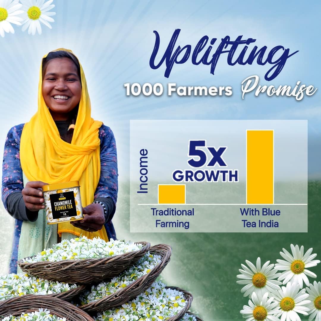 BLUE TEA - Chamomile Lavender Tea - 30 Premium Tea Bags || RELAX TEA || Direct From Source - Plant-Based Biodegradable Tea Bag | Caffeine Free - Herbal Tea - Organic - Premium Tin Container