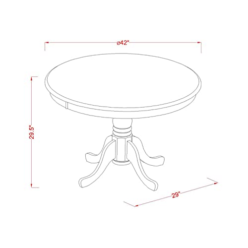 East West Furniture HLT-BCH-TP Hartland Kitchen Dining Table - a Round Wooden Table Top with Pedestal Base, 42x42 Inch, Black & Cherry