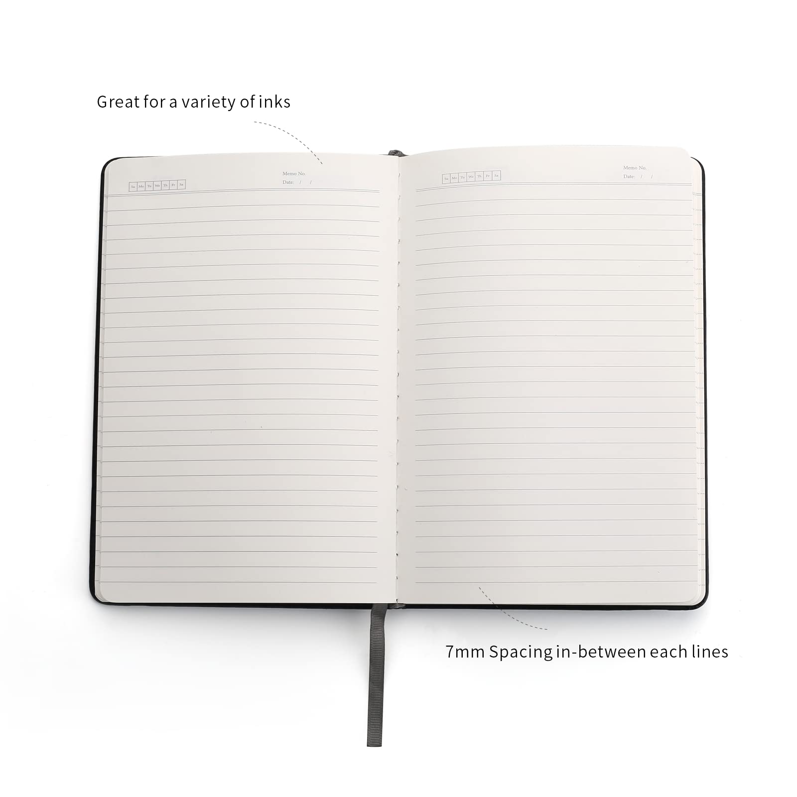 Deziliao Hardcover Notebook Journal 160 Pages, Lined Journal Notebooks for Work, 100Gsm Premium Thick Paper with Pocket, Medium 5.7"x8.4" (Black, Ruled)