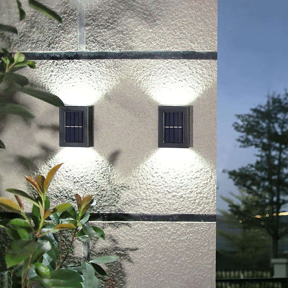 LUOFDCLDDD Spotlight,2Pcs Solar Wall Sconce Lamp up and Down Wall Lighting Garden Decoration, Solar Sensor Security Lights, Led Square Outdoor Spotlight, Exterior Wall Lamps for Garden Patio Yard/RGB