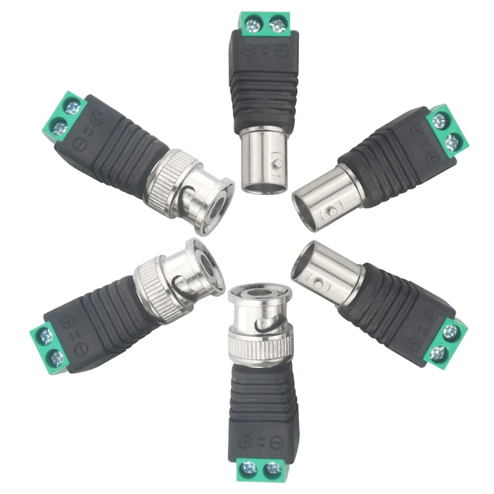 WMYCONGCONG 40 PCS 2.1x5.5mm Male Female DC Power Adapter Connector Camera Video BNC Male Female Balun Connector for Coax Cat5 CCTV