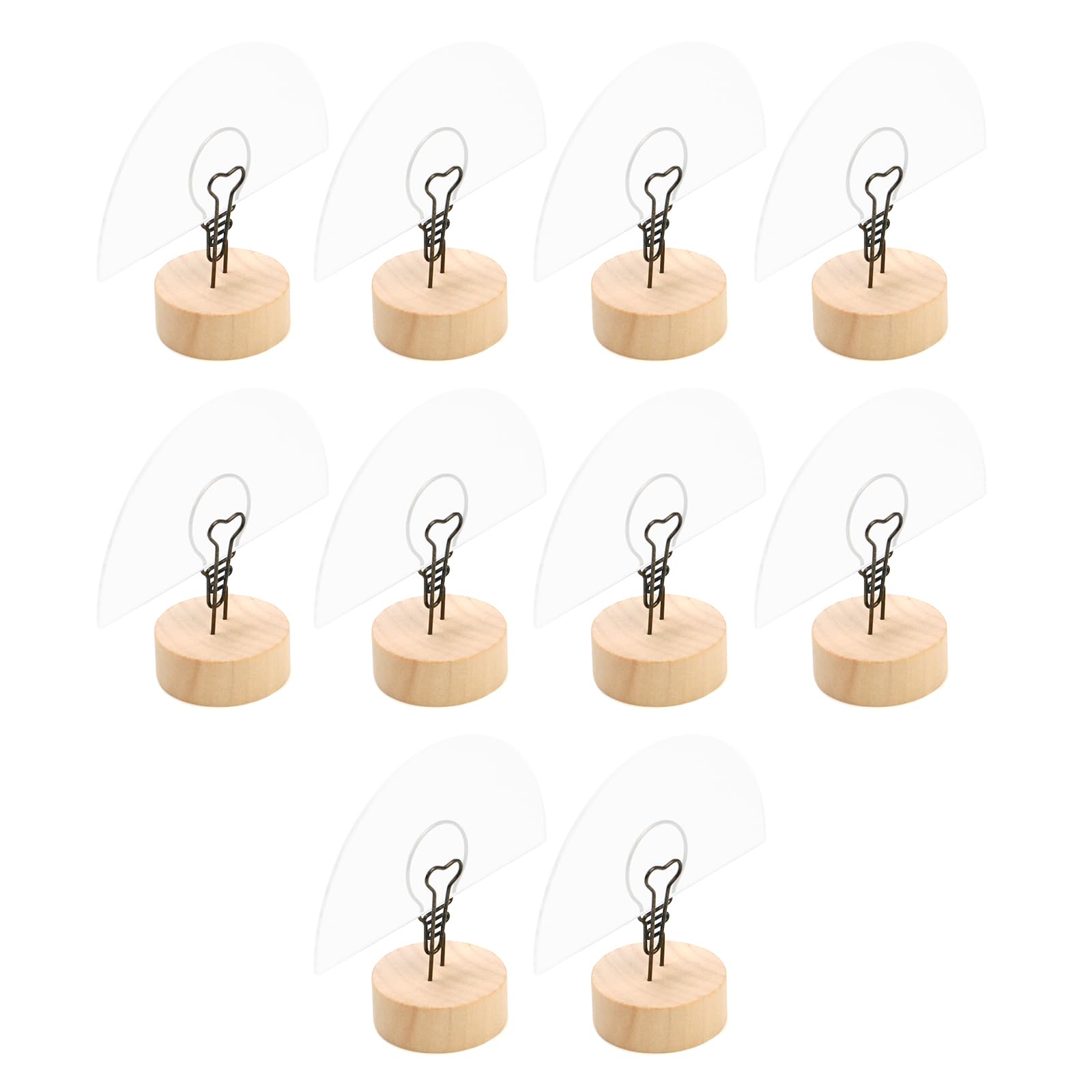 Dnyta 10 Pcs Wood Place Card Holders Set with Acrylic Table Cards, Bulb-shape Table Number Stands for Wedding Birthday Party Restaurant