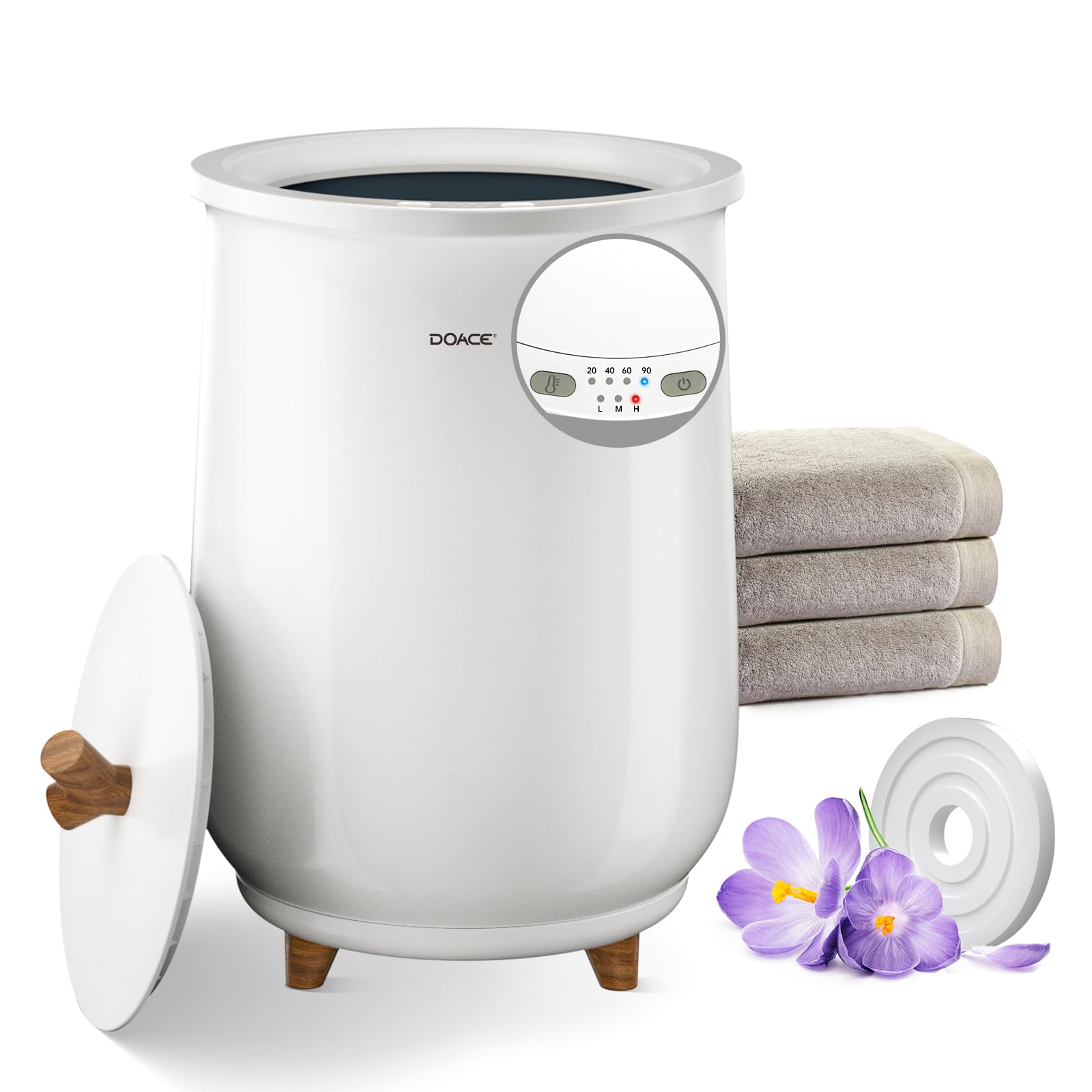 DOACE Towel Warmer, Large Towel Warmers for Bathroom, Auto Shut Off, Heat Timer 20/40/60/90 Min Adjustable, 3 Heating Temperature Select