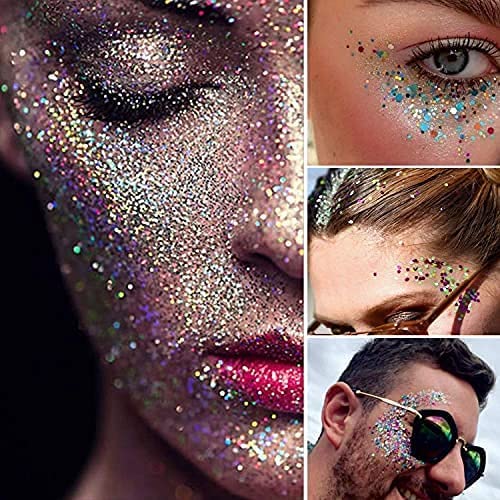 Holographic Chunky Glitter, Rose Gold Glitter, Chunky Mix Glitter, Poly Holographic Chunky Mix Glitter for Resin, DIY, Body & Nail Art Decoration