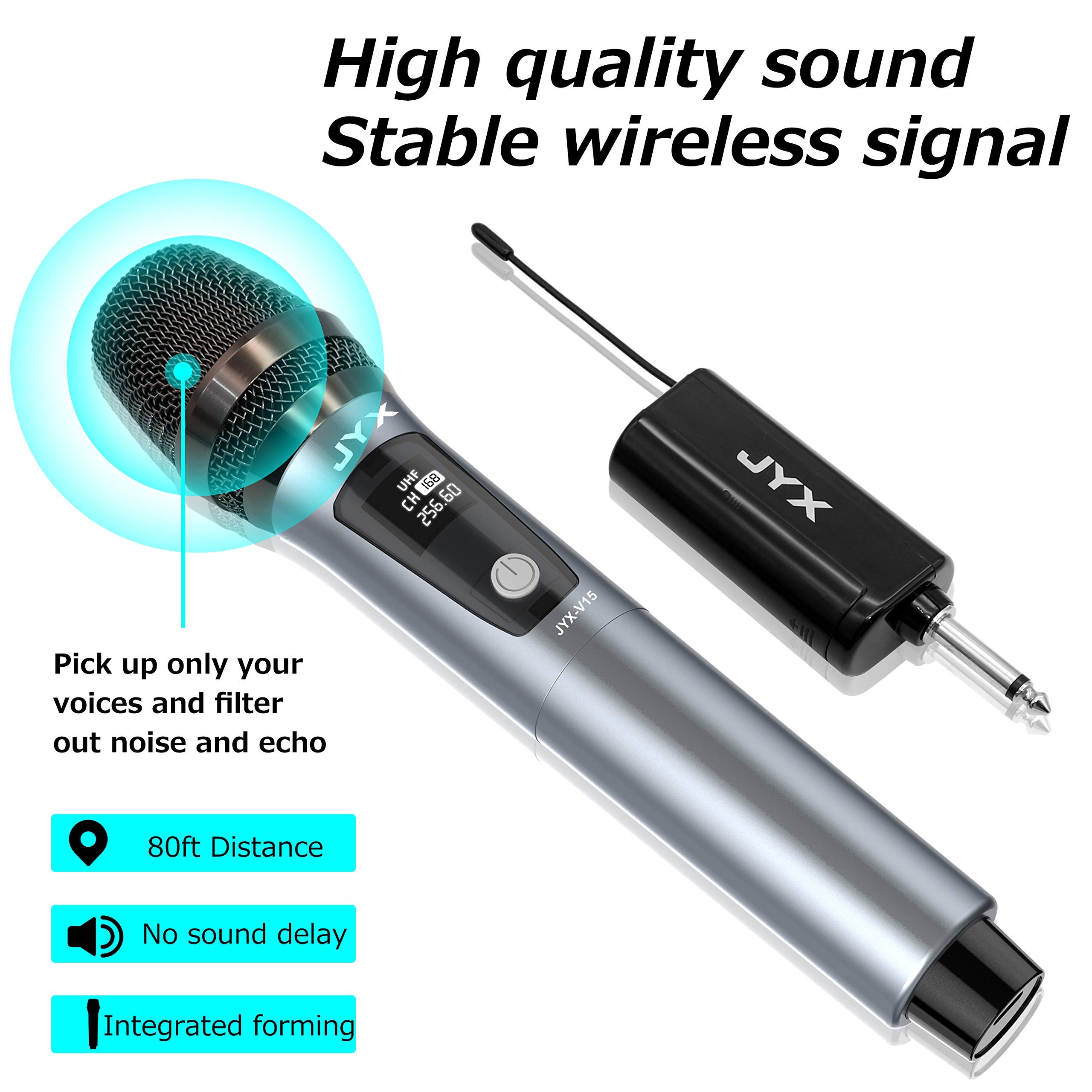 JYX Karaoke Machine with Three Wireless Microphones, Portable Bluetooth Speaker with Shoulder Strap, HD Sound PA System Support TWS, Radio, AUX In, REC, Bass&Treble for Outdoor Party/Meeting