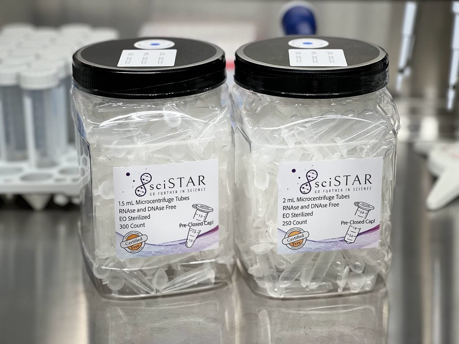 SciStar 2.0ml Microcentrifuge Tubes – sterile – pre-Closed! – with snap Cap: 2.0ml, RNase/DNase Free, Polypropylene Tubes, Container of 250