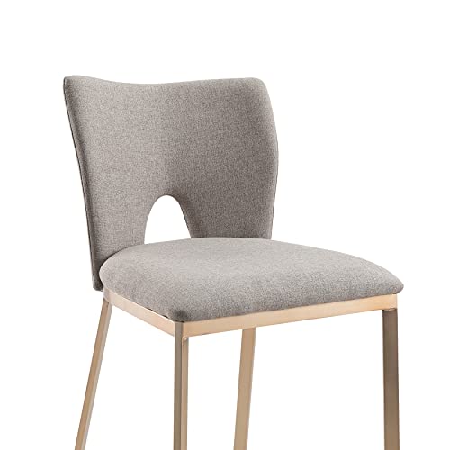 Limari Home Charlton Collection Modern Style Fabric Upholstered Bar Stool with Antique Brass Iron Frame (Set of 2), Beige