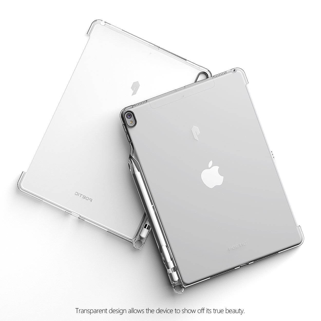 Poetic Lumos Case Designed for iPad Air 3 (10.5 Inch, 2019), iPad Pro 10.5, Flexible Soft Transparent TPU Clear Back Cover with Pencil Holder,Compatible with Smart Keyboard and Smart Cover, Clear
