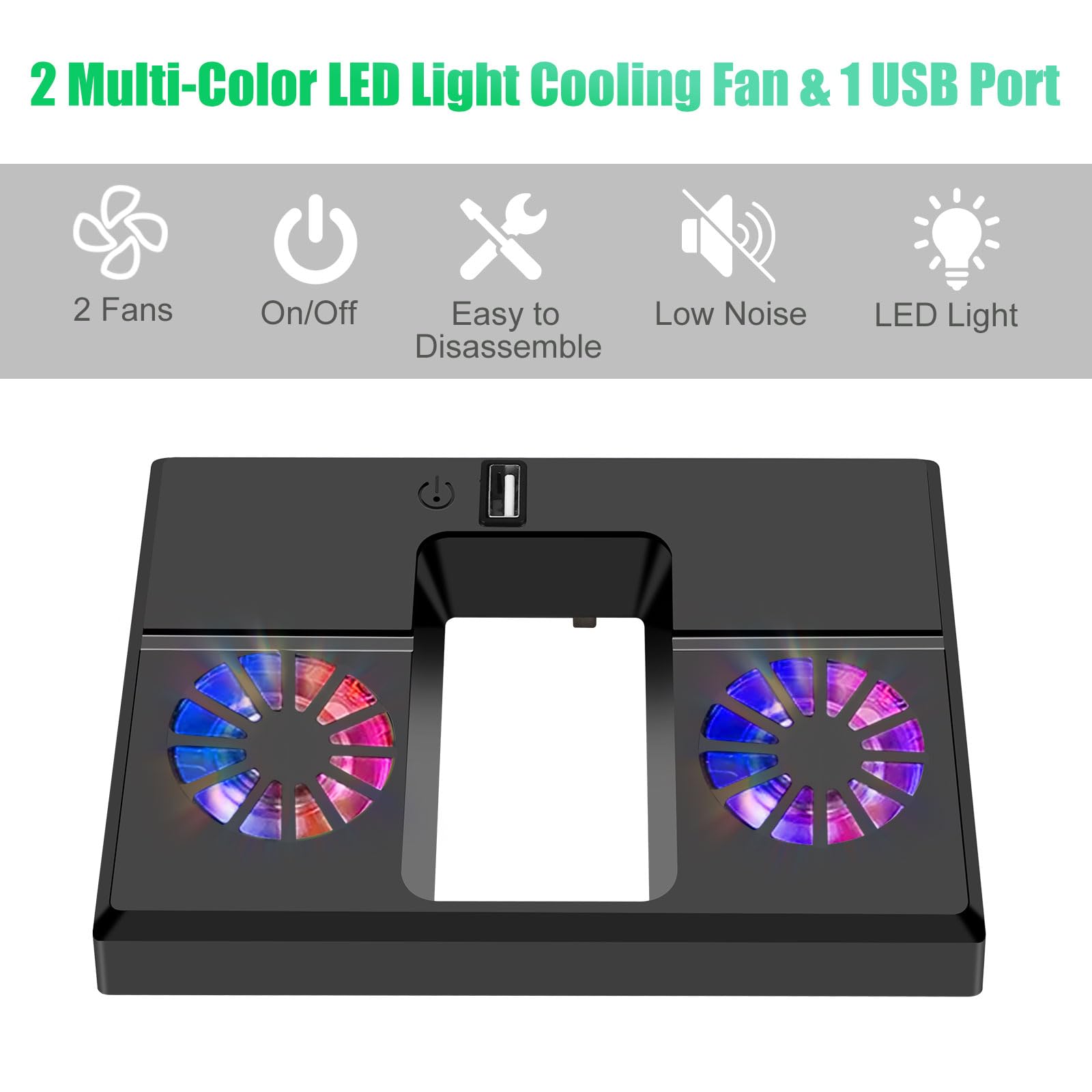Linkstyle Cooling Fan for Xbox Series X, Vertical Cooling Stand Cooling System with Colorful RGB Lights and 1 USB Port