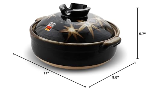 Yokkaichi Banko-yaki Donabe Clay Pot : Elegant Autumn Leaf Earthenware Pot – Microwave and Oven safe-Perfect for Stewed & Hot Pot Dishes, Made in Japan (8)