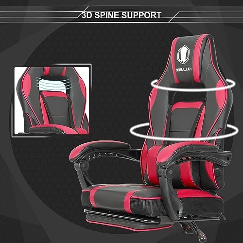 HEALGEN Massage Gaming Chair with Footrest, Racing Computer Desk Office Chair High-Back Swivel Recliner Chair with Linked Aremrest and Flexiable Lumbar Support