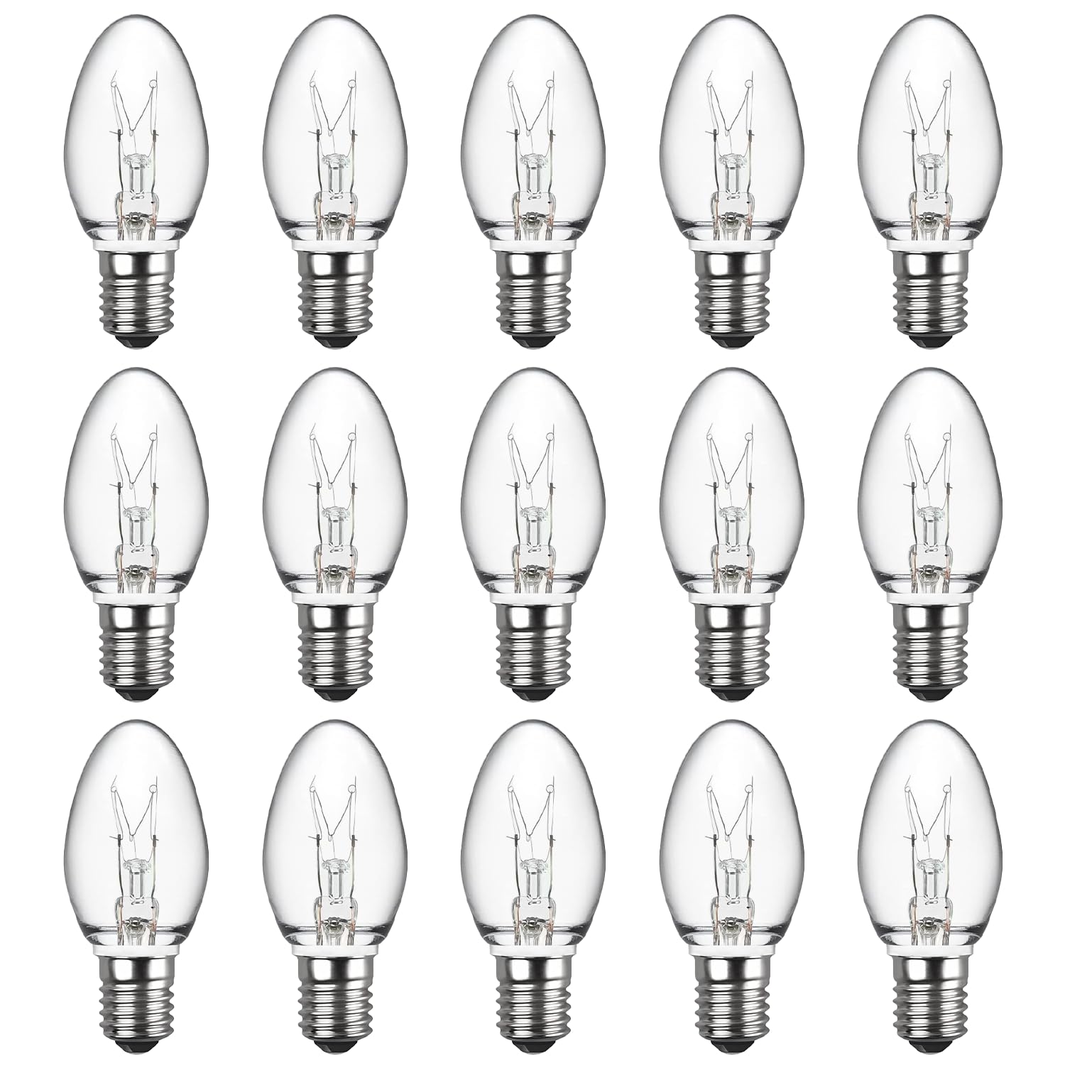 MEQIQTEK Salt Lamp Bulb - Scentsy Light Bulbs for Plug in Wax Warmer - 15 Watt Night Light Bulbs - E12 Bulbs for Household Salt Lamp - C7 Bulb Shape, 15packs