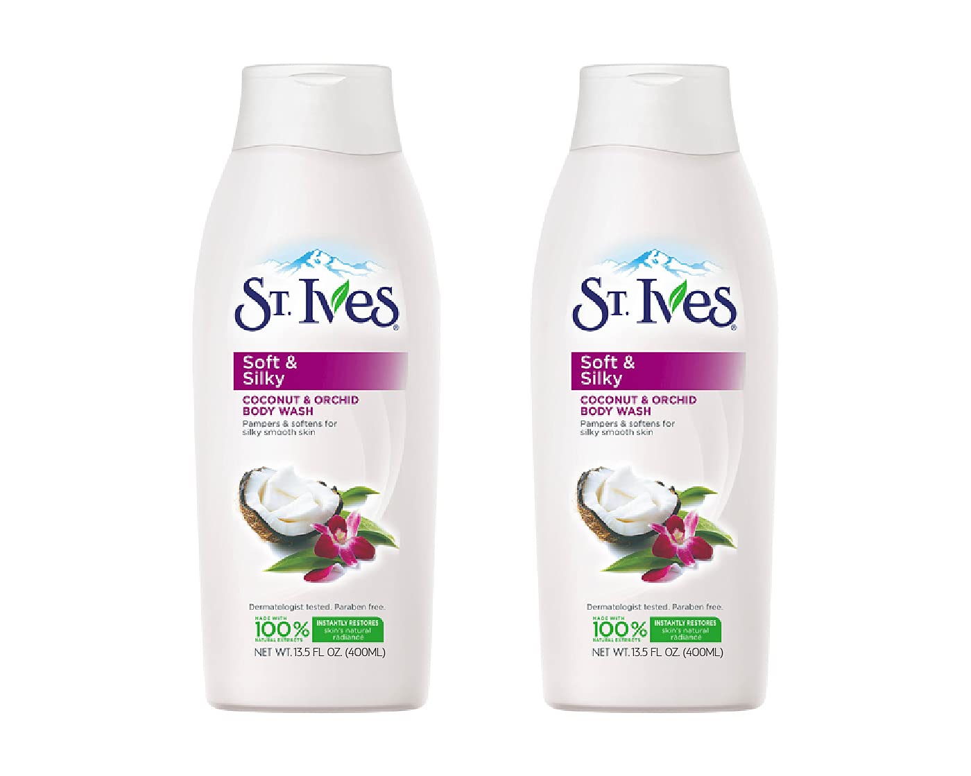 St. Ives Soft and Silky Body Wash, Coconut and Orchid 13.5 oz (Pack of 2)