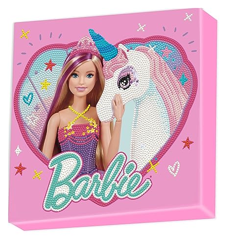 DIAMOND DOTZ DBX.094 Barbie Original 5D Diamond Painting Set DOTZ Box I Believe, Creative Set with Sparkling Diamond Mosaic Stones, Painting Set Approx. 28 x 28 cm, DIY Complete Set for Children from