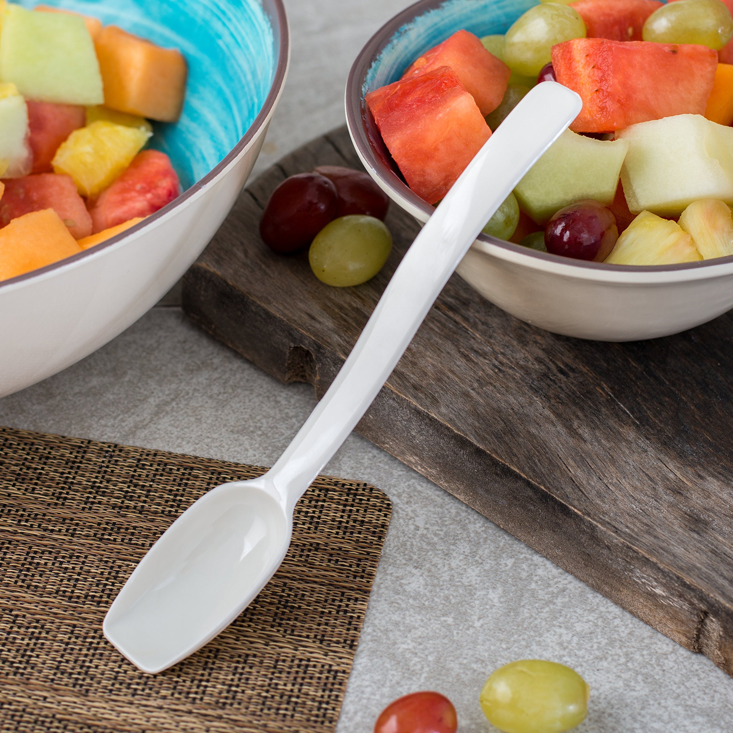 Carlisle FoodService Products 12 Pack Solid 9 Inch Spoons, Portion Control Utensils for Salads and Desserts, Durable Polycarbonate, Dishwasher-Safe, NSF Certified, Plastic, White (Pack of 12)