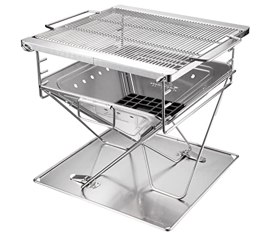Campingmoon BBQ Grill Fire Pit Foldable Stainless Steel - Large MT-045