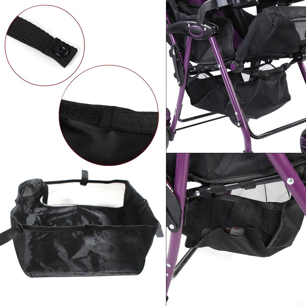 Yosoo Stroller Bottom Storage Bag, 2PCS Installable Baby Car Buggy Pushchair Basket Shopping Case Organizer with Magic Sticker and Buttons, A Stable Firm Place for Placing Kid's Supplies