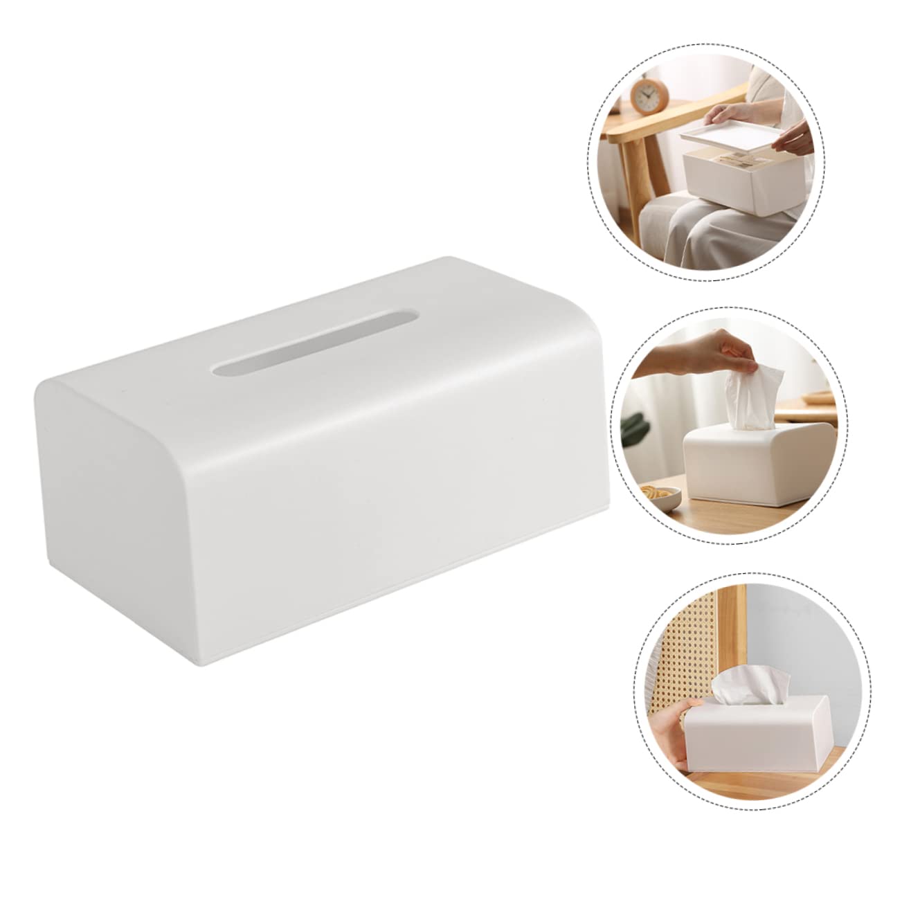 Amosfun 5pcs Box Paper Storage Box Car Tissue Holder Desktop Storage Case Rectangular Paper Holder Modern Tissue Case Tissue Case Container Pp Remote Control Toilet Paper Box White Office