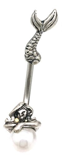 Belly Button Ring Navel Split Mermaid Faux Pearl 316l Surgical Steel Body Jewelry