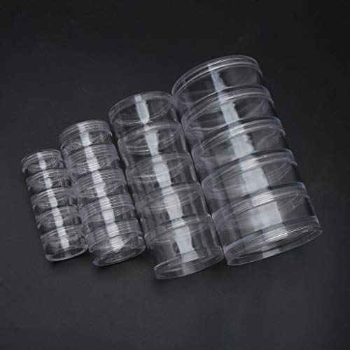 Diarypiece 5Pcs Clear Empty Stackable Plastic Cosmetic Container Pot Jars with Lids for Make Up, Eye Shadow, Nails, Powder, Gems, Beads, Jewelry (25mm high each)