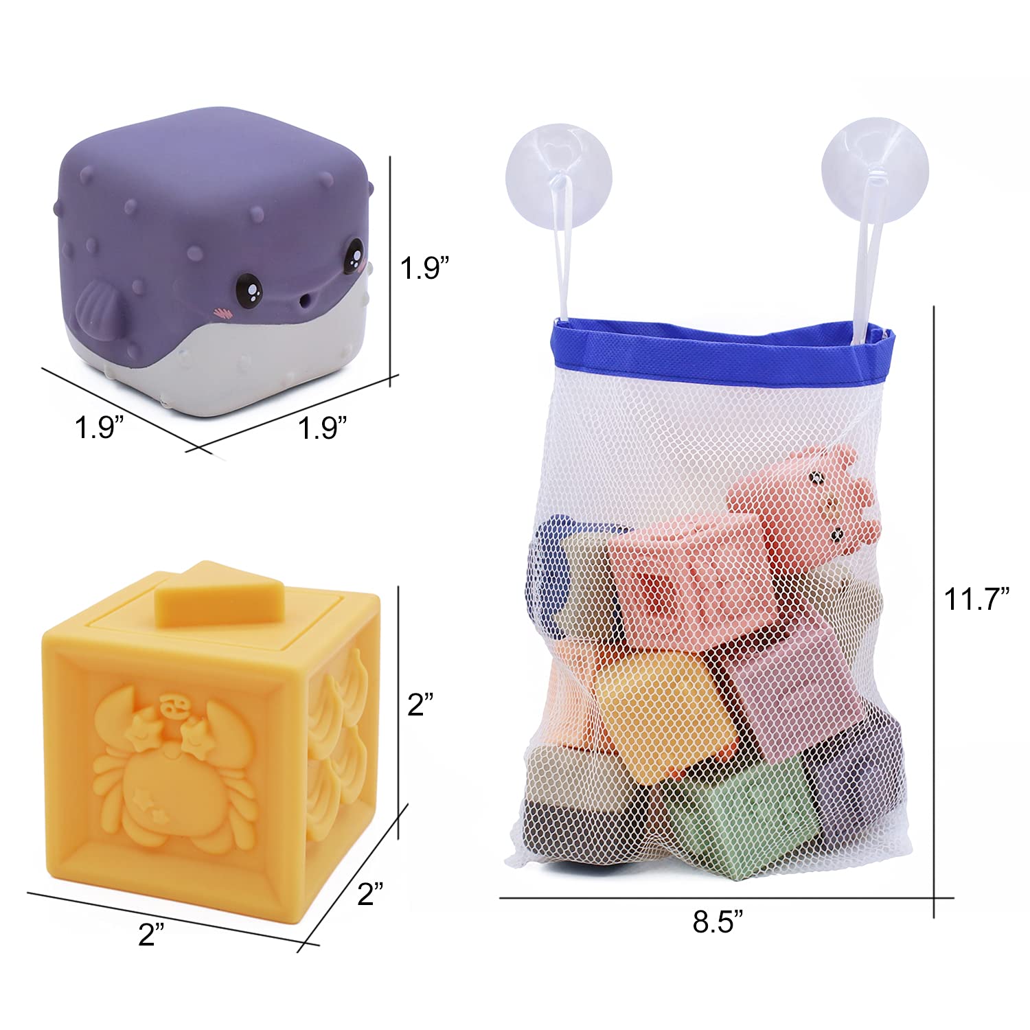 MARUMINE 12PCS Baby Soft Stacking Blocks Squeeze Teething Toys, Educational Montessori Sensory Toy for 6-12 Months Babies