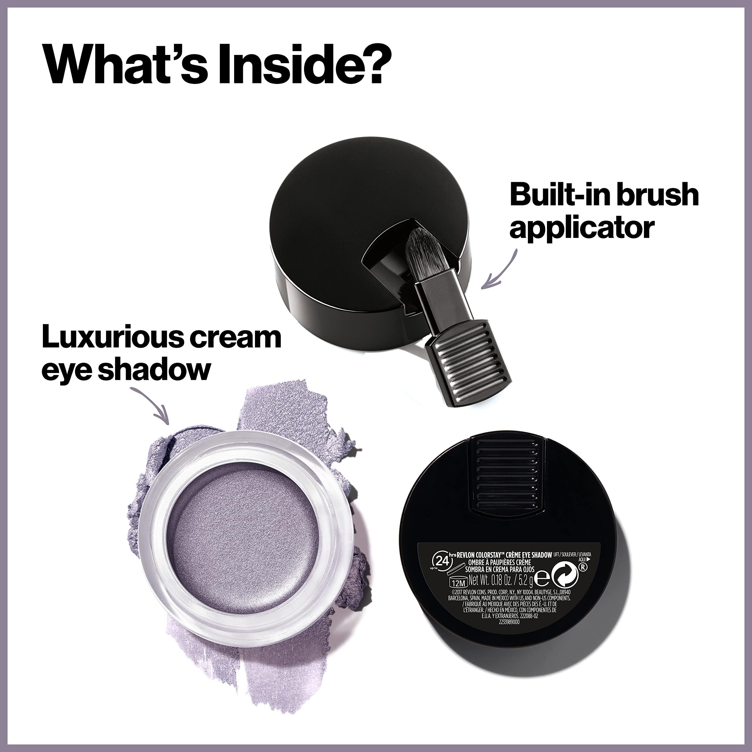 REVLON Crème Eyeshadow, ColorStay 24 Hour Eye Makeup, Highly Pigmented Cream Formula in Blendable Matte & Shimmer Finishes, 750 Vanilla, 0.18 Oz