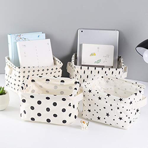 HomeDo Foldable Storage Cube Basket Bins Organizer for Kids Room, Bathroom, Nursery Shelf Basket, Desks, Baby Gift Baskets for Toys, Books, Socks, Makeup, Clothes (Black-4Pack, 8.5"x5.2"x6.5")