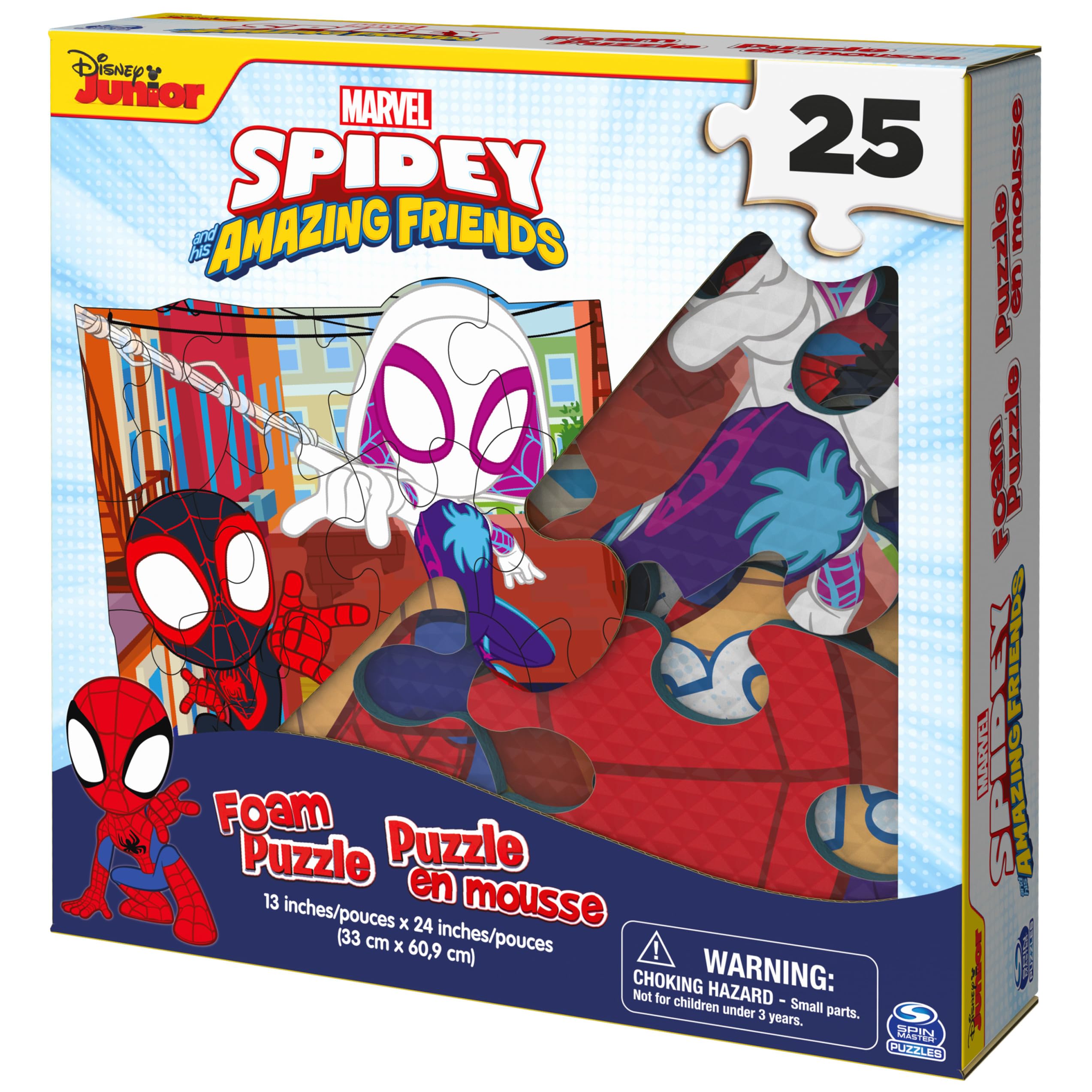 Marvel, 25-Piece Jigsaw Foam Squishy Puzzle Go Spidey! Disney Junior Spidey and his Amazing Friends Show, for Kids Ages 4 and up