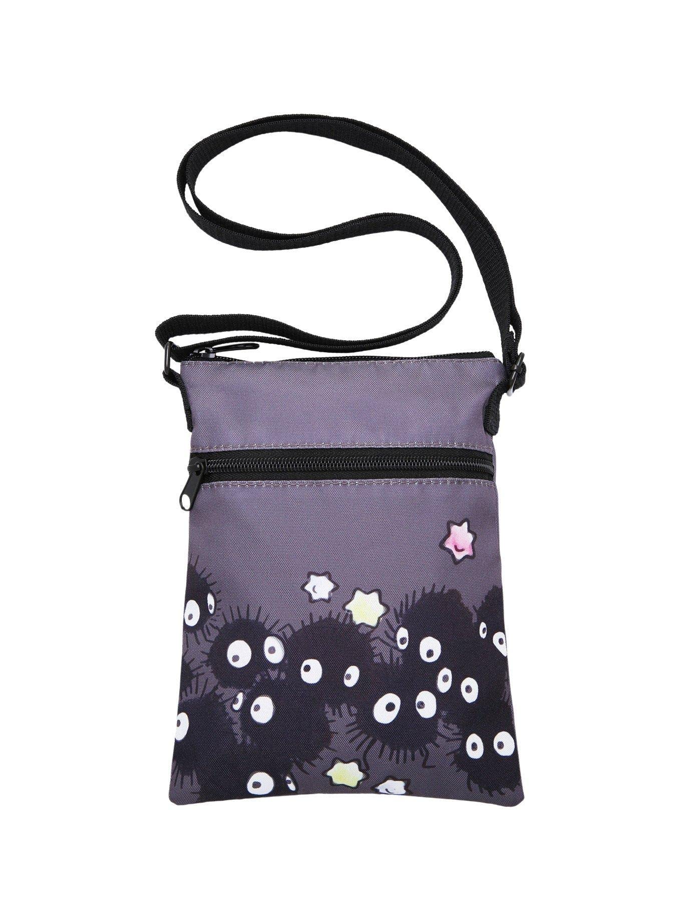 Hot Topic Studio Ghibli Spirited Away Soot Sprites & Candy Passport Crossbody Bag BLACK NONE