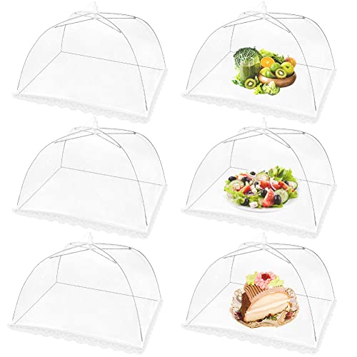 Mesh Food Covers Outdoor Masonda Pop-Up Food Tents(6 Pack) for Picnics/Grill/Party Outside Food Umbrella 100% Protection from Flies Reusable and Collapsible Net Cover 17×17 Inch