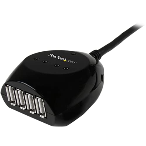 StarTech.com 15m USB 2.0 Active Cable with 4 Port Hub - Long USB Cable with 4 port USB Hub - USB A (M) to 4x USB A (F) - 15m, 50 ft Black, TAA (USB2EXT4P15M)