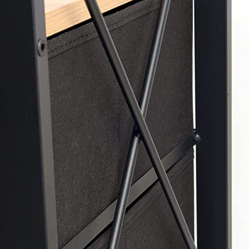 GAJUST Versatile Bedside Table with 2 Drawers and Adjustable Legs, Removable Fabric Bins, Gold Pull Handle, Sturdy Iron Frame, Wood Top, 2-Shelf Design