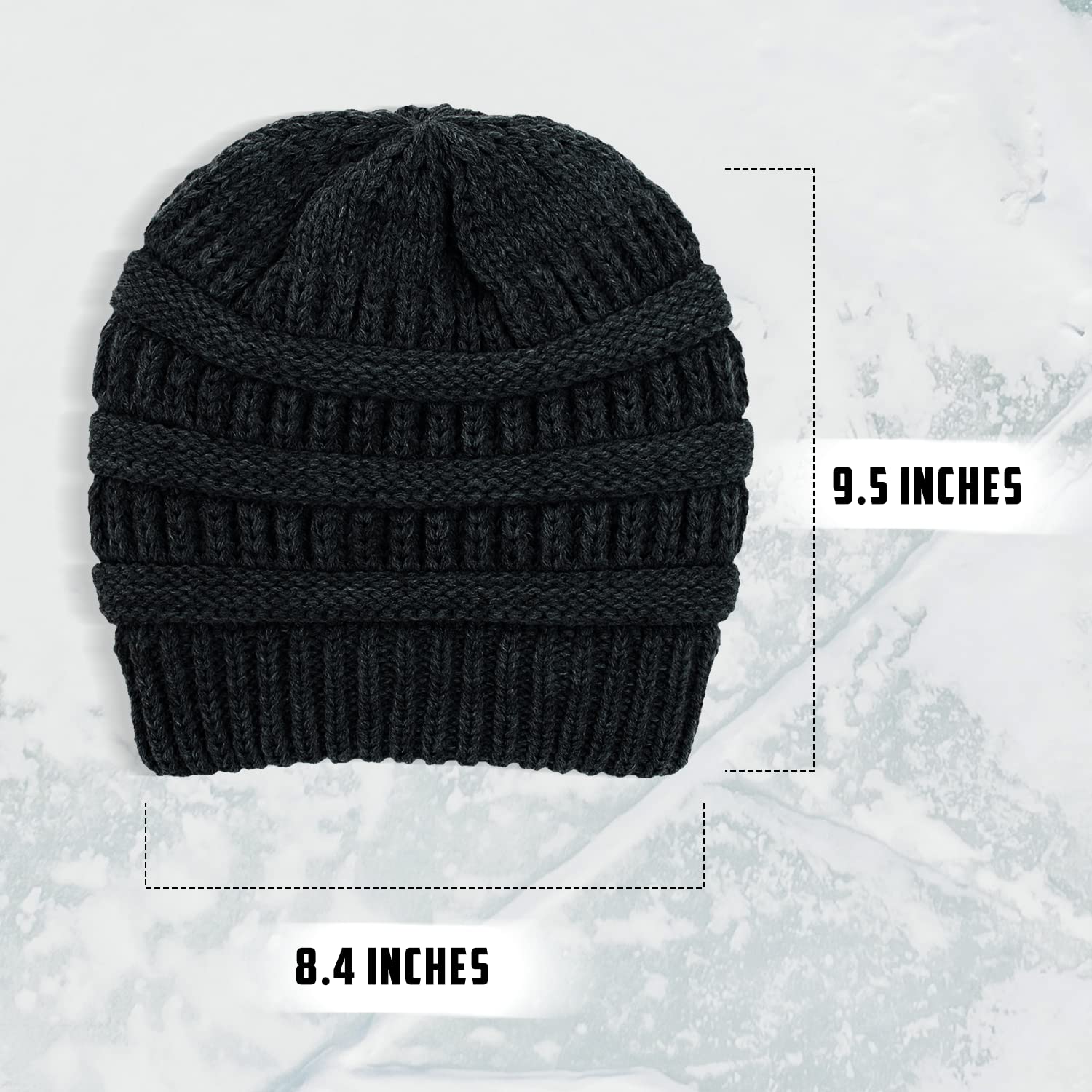 BELTONI Winter Cable Knit Beanie, Warm and Soft Hat Cap for Women, Frizz-Free with Satin Lining Black