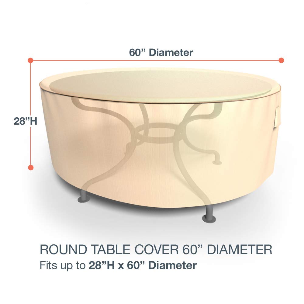 Budge Sedona Round Patio Table Cover, Tan, Large