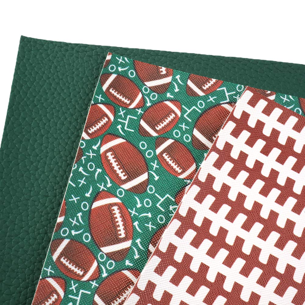 David Angie Football Soccer Ball Printed Faux Leather Sheet PU Textured Grain Leather Sheet Assorted 6 PCS 7.9" x 13.4" (20 cm x 34 cm) for Hair Accessories DIY Crafts Making (Ball)