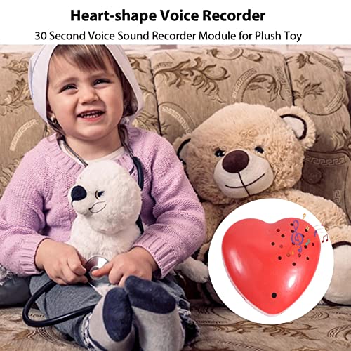 Heart Voice Box, Heart Shaped Voice Recorder for Stuffed Animals, Mini Recorder for Plush Toys with Programmable Sound Button for 30 Seconds Recording