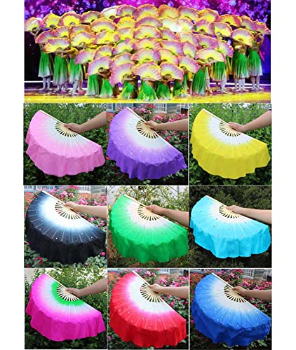 Black Temptation Chinese Folk Dance Fan Short Silk Flutter Fan Folding Silk Fan Veil #19