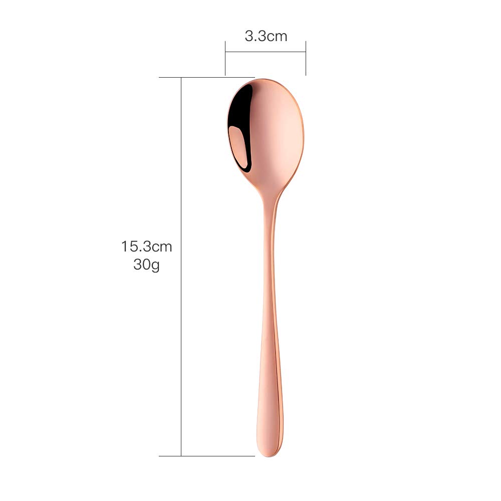 BuyGo 4-Piece Espresso Coffee Spoon 6 Inch Rose Gold Small Teaspoon Copper Mini Spoons for Cake Dessert Appetizer, Dishwasher Safe