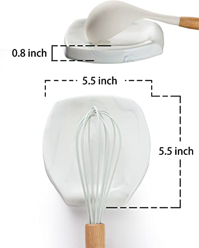 Getstar Ceramic Spoon Rest for Stove Top, Large Spoon Holder for Kitchen Counter, Dishwasher Safe, Marble Decor Finish