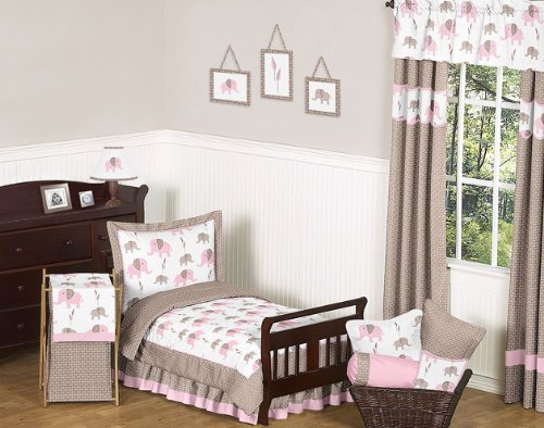 Pink and Brown Mod Elephant Baby Changing Pad Cover by Sweet Jojo Designs