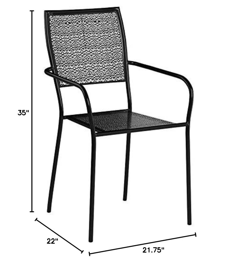 Flash Furniture Oia Commercial Grade 5 Pack Black Indoor-Outdoor Steel Patio Arm Chair with Square Back