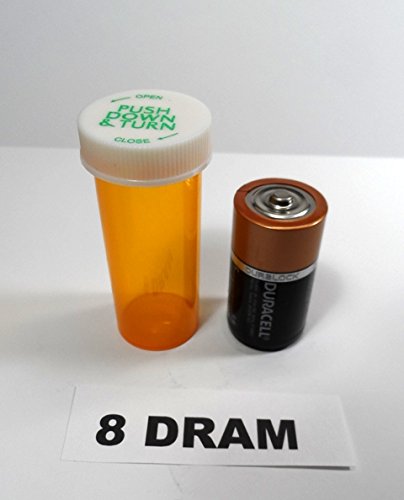 Plastic Prescription Vials/Bottles 100 Pack w/Caps 8 Dram Size-NEW