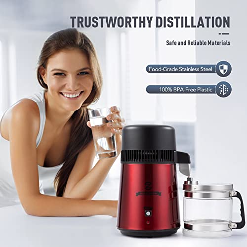 CO-Z Water Distiller, Stainless Steel Distilling Pure Water Machine for Home Countertop Table Desktop, 4L Distilled Water Making Machine, 4 Liter Water Purifier to Make Clean Water for Home