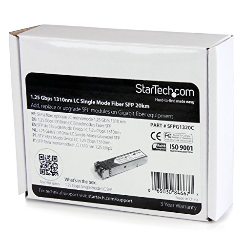 StarTech.com Cisco GLC-LH-SMD Compatible SFP Module - 1000BASE-LH - 1GbE Single Mode Fiber SMF Optic Transceiver - 1GE Gigabit Ethernet SFP - LC 20km - 1310nm - DDM Cisco Firepower (SFPG1320C)