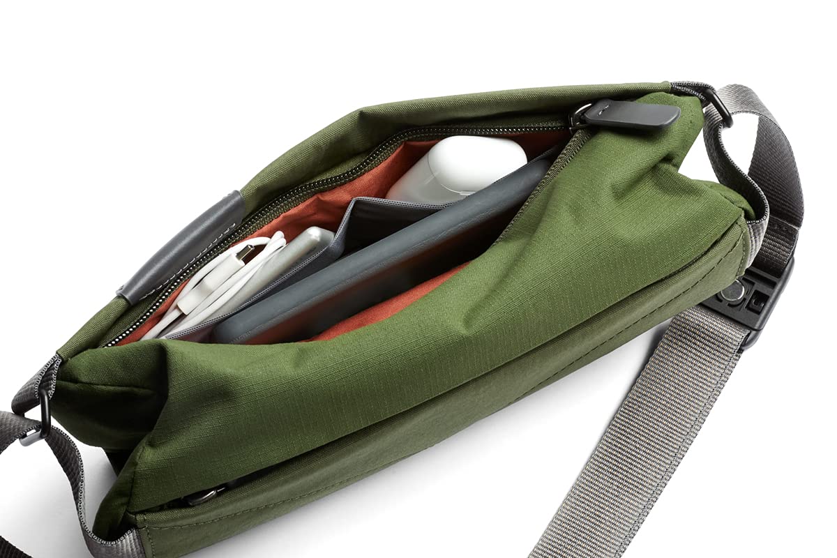 Bellroy Mini Sling Slim Shoulder Bag for Men and Women, Lightweight, Water Resistant, Multiple Organisation Compartments - Ranger Green