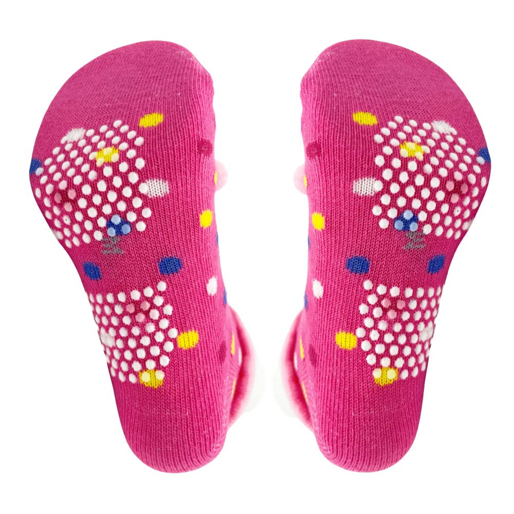 FedMois 6 pairs Baby 3D Cartoon Anti-Skid Booties Socks Slippers Shoes, girls, 0-9 Months