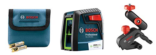 Bosch GLL40-20G 40ft Green-Beam Self-Leveling Cross-Line Laser with VisiMax Technology, 360 Degree Flexible Mounting Device and Carrying Pouch